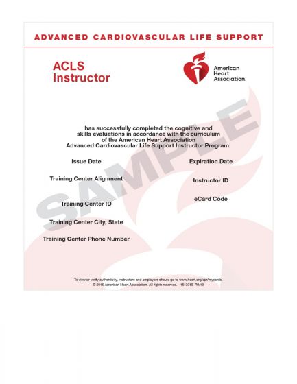 Advanced Cardiovascular Life Support (ACLS) Instructor eCard