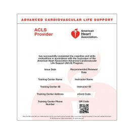 Advanced Cardiovascular Life Support (ACLS) Provider eCard